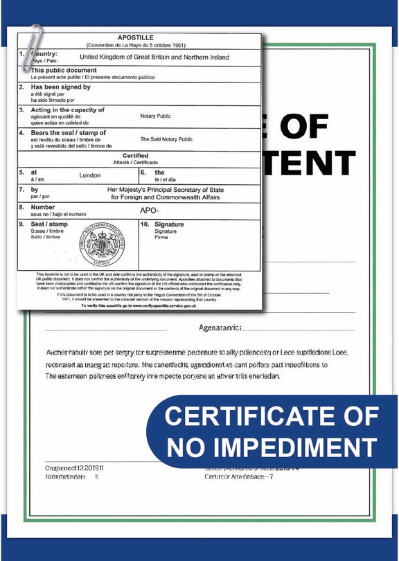 Certificate of No Impediment Apostille | Fast UK Service