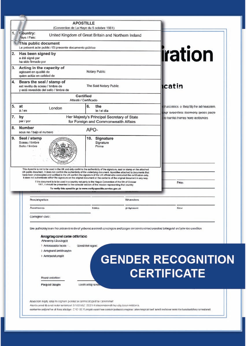 Gender Recognition Certificate Apostille | UK Legalisation