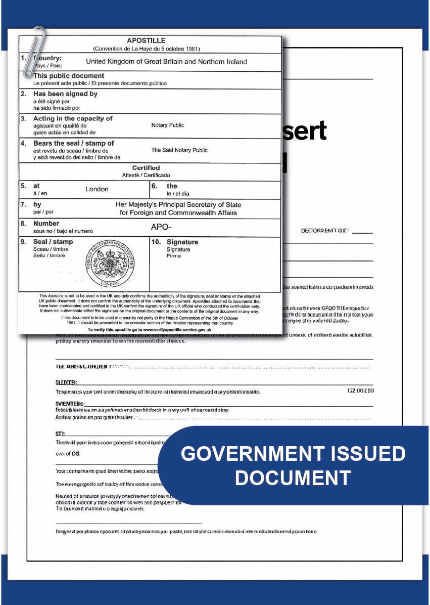 Government Document Apostille | Fast UK Legalisation