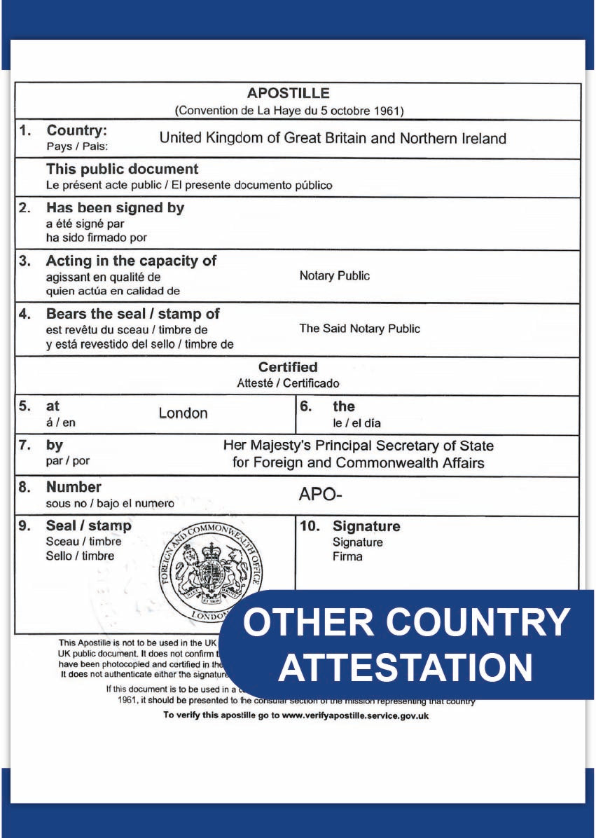 Other Country Attestation Service | UK Document Legalisation